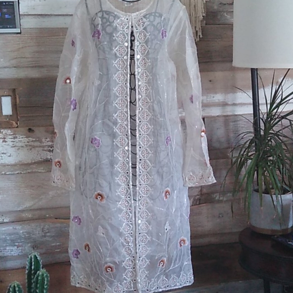 Lew Magram | Tops | Lew Magram Silk Boho Mirror Sequin Kimono | Poshmark